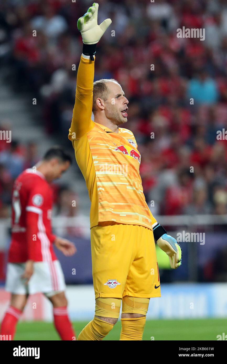 Peter Gulacsi of RB Leipzig gestures during the UEFA Champions League ...