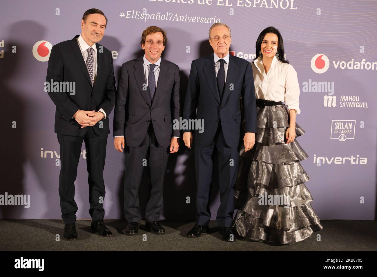 (L-R) Pedro J. Ramirez, Jose Luis Martinez-almeida, Florentino Perez ...