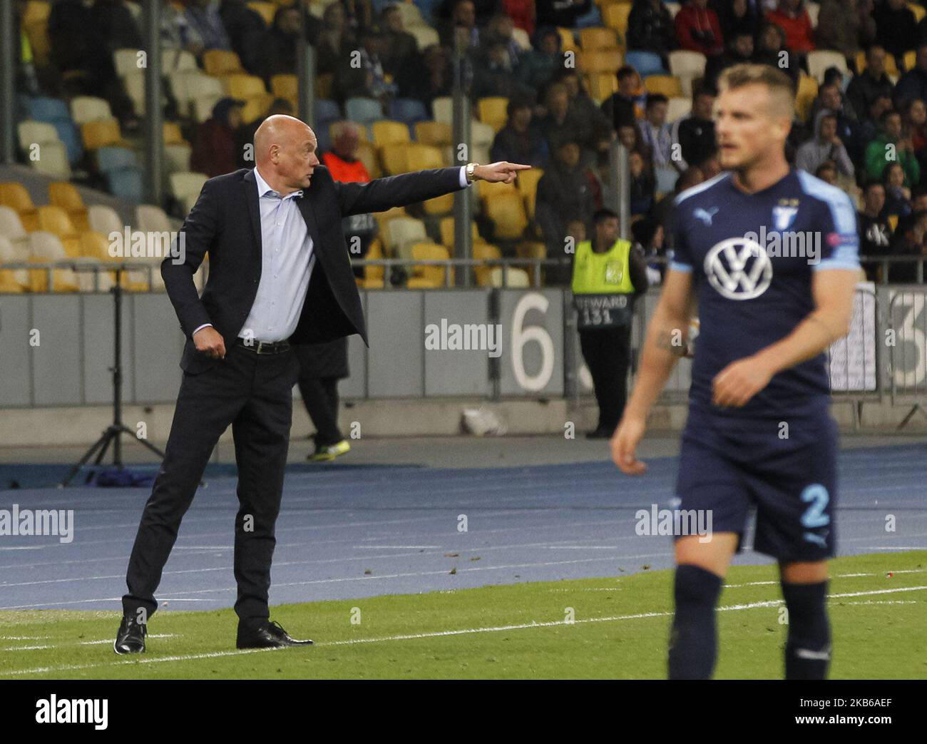 Uwe Rosler ,Head coach of Malmo FF, reacts during 2019/2020 Europa ...