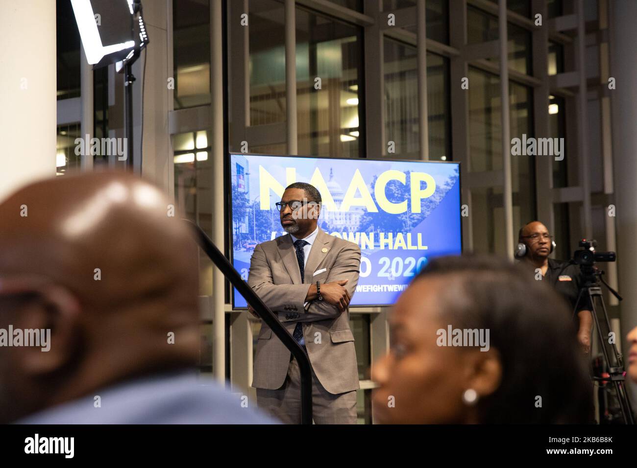 NAACP President and CEO, Derrick Johnson listens during the NAACP town ...