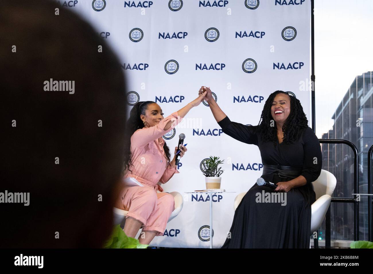 Cnn political commentator angela rye high fives hi-res stock ...