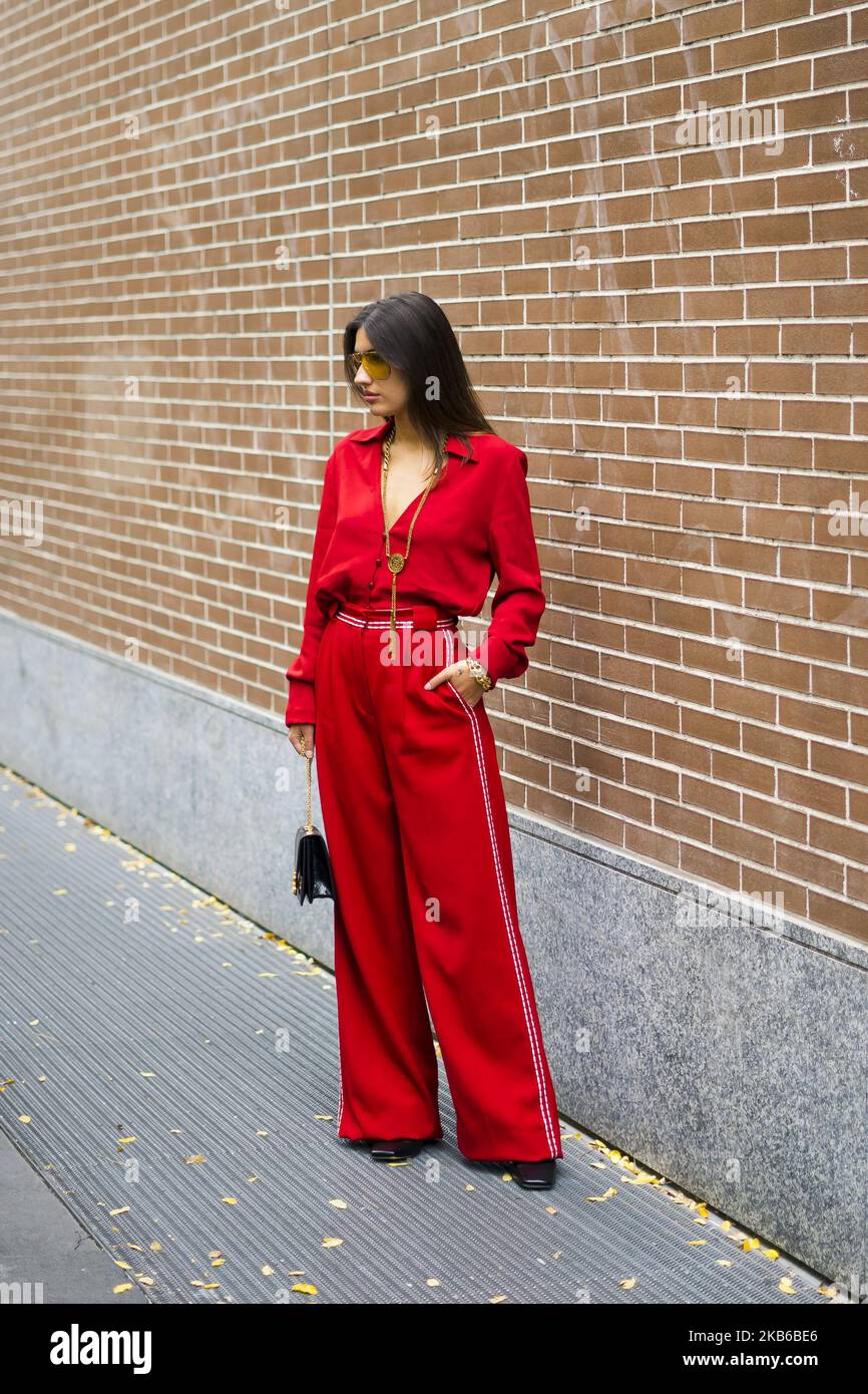 A guest in seen during Milan Fashion Week Womenswear Spring/Summer 2020 ...