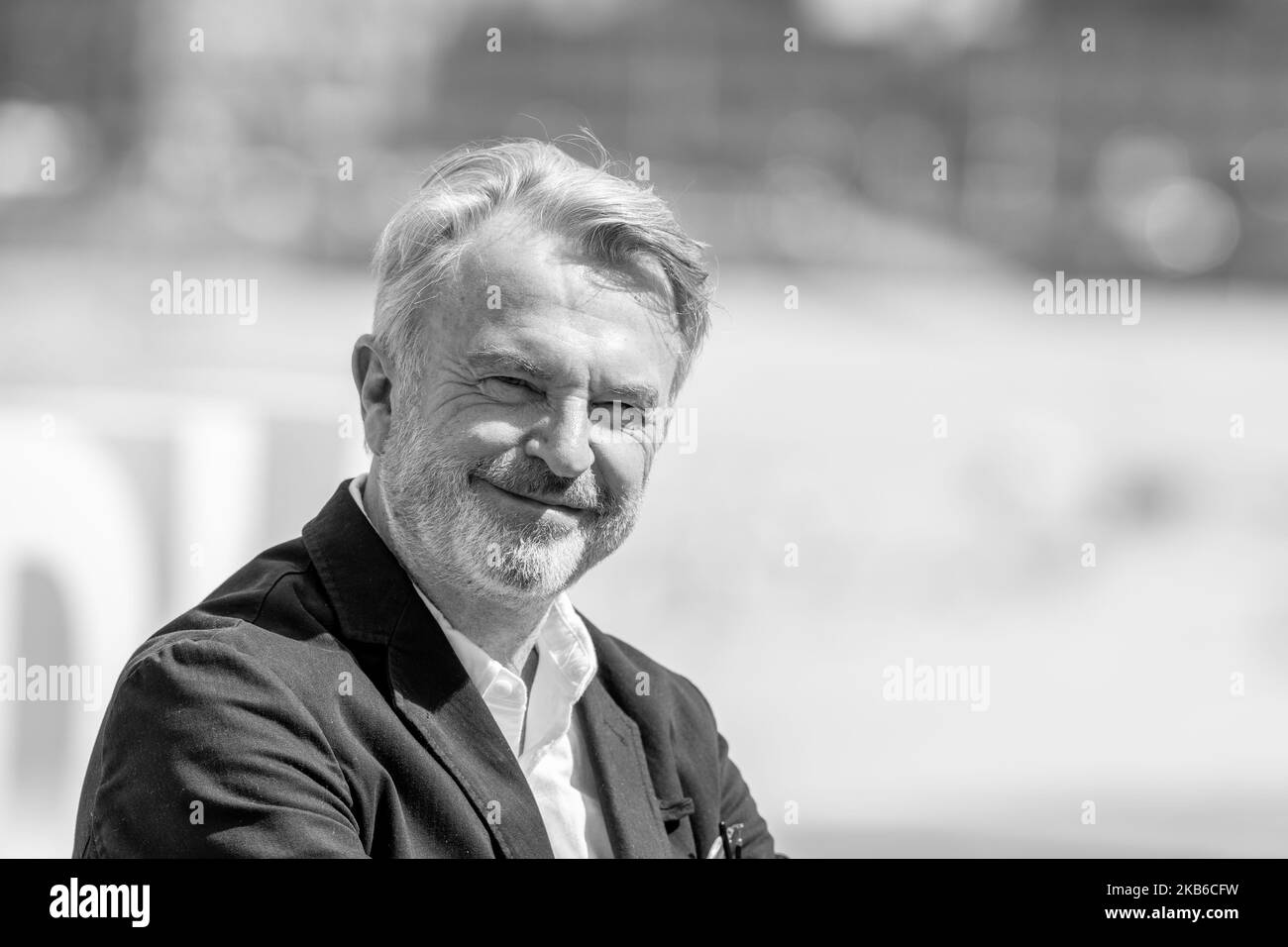 (EDITOR’S NOTE: Image was converted to black and white) Sam Neill attends 'Blackbird' Photocall ...