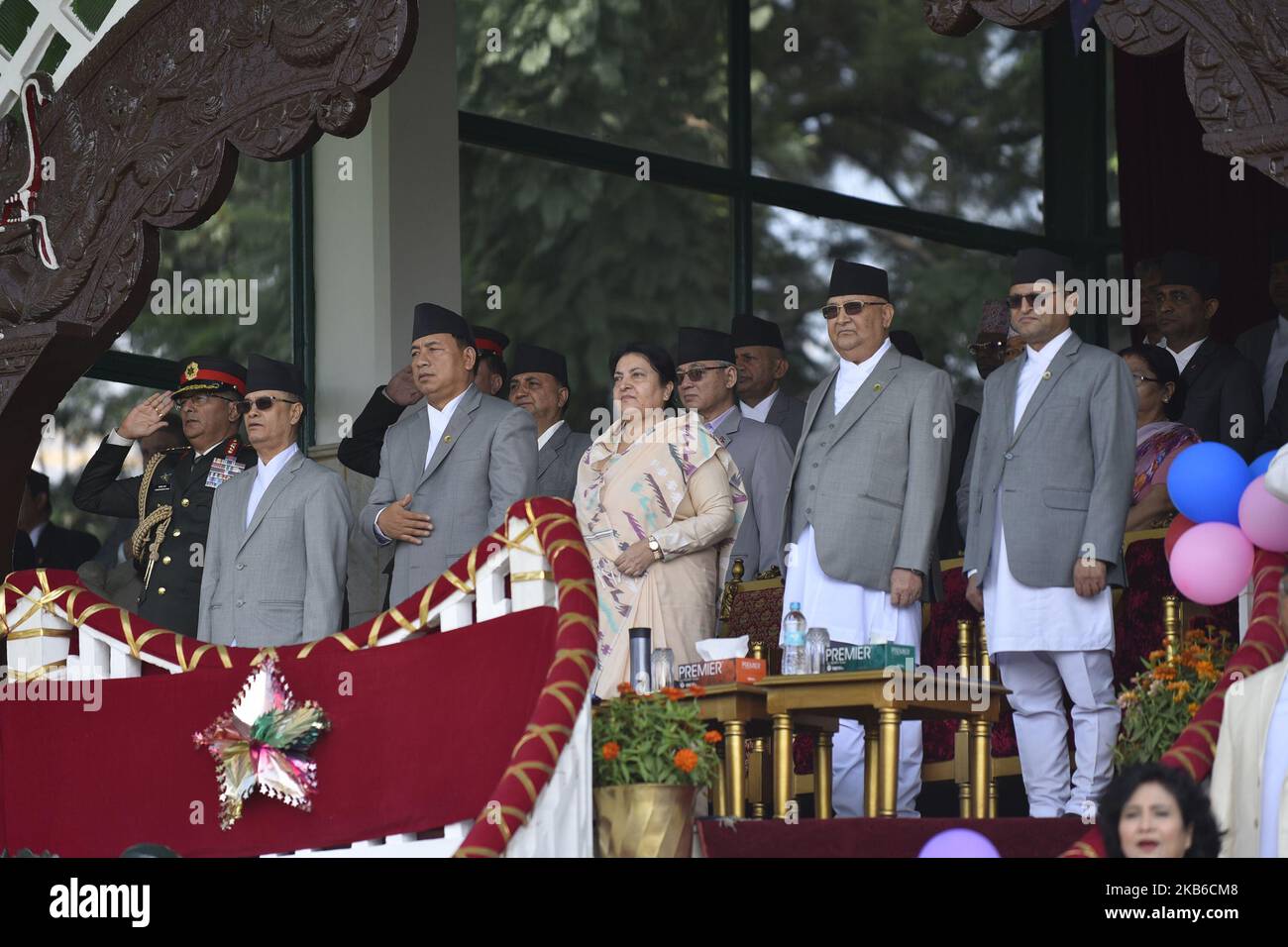 (L-R) Chief Justice Chholendra Shumsher Rana, Vice-president of Nepal ...