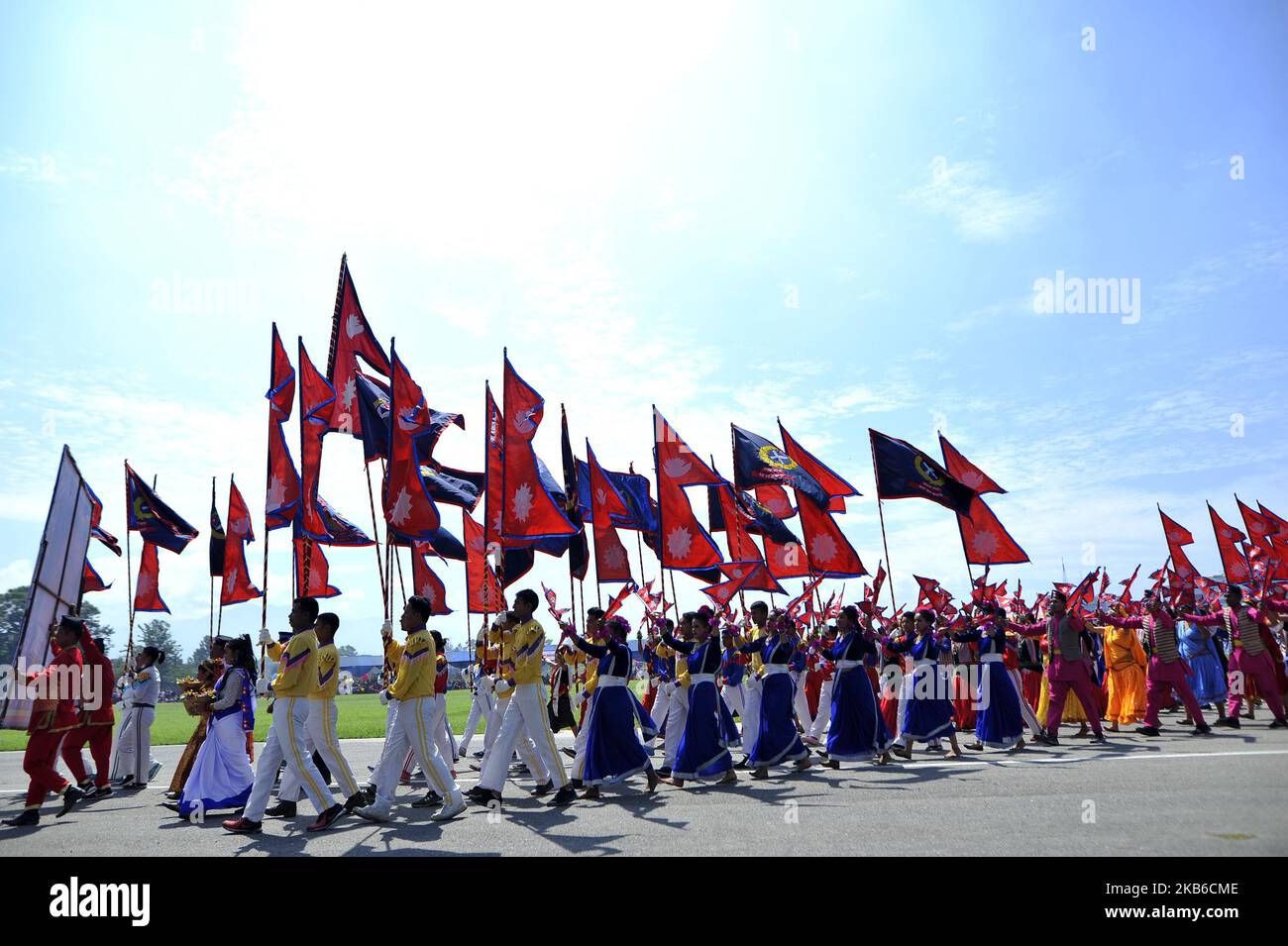 Nepalese people take part in parade during celebration of Constitution ...