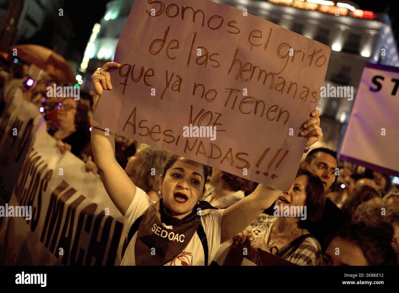 Night demonstrations whith violet light against gender-based violence ...