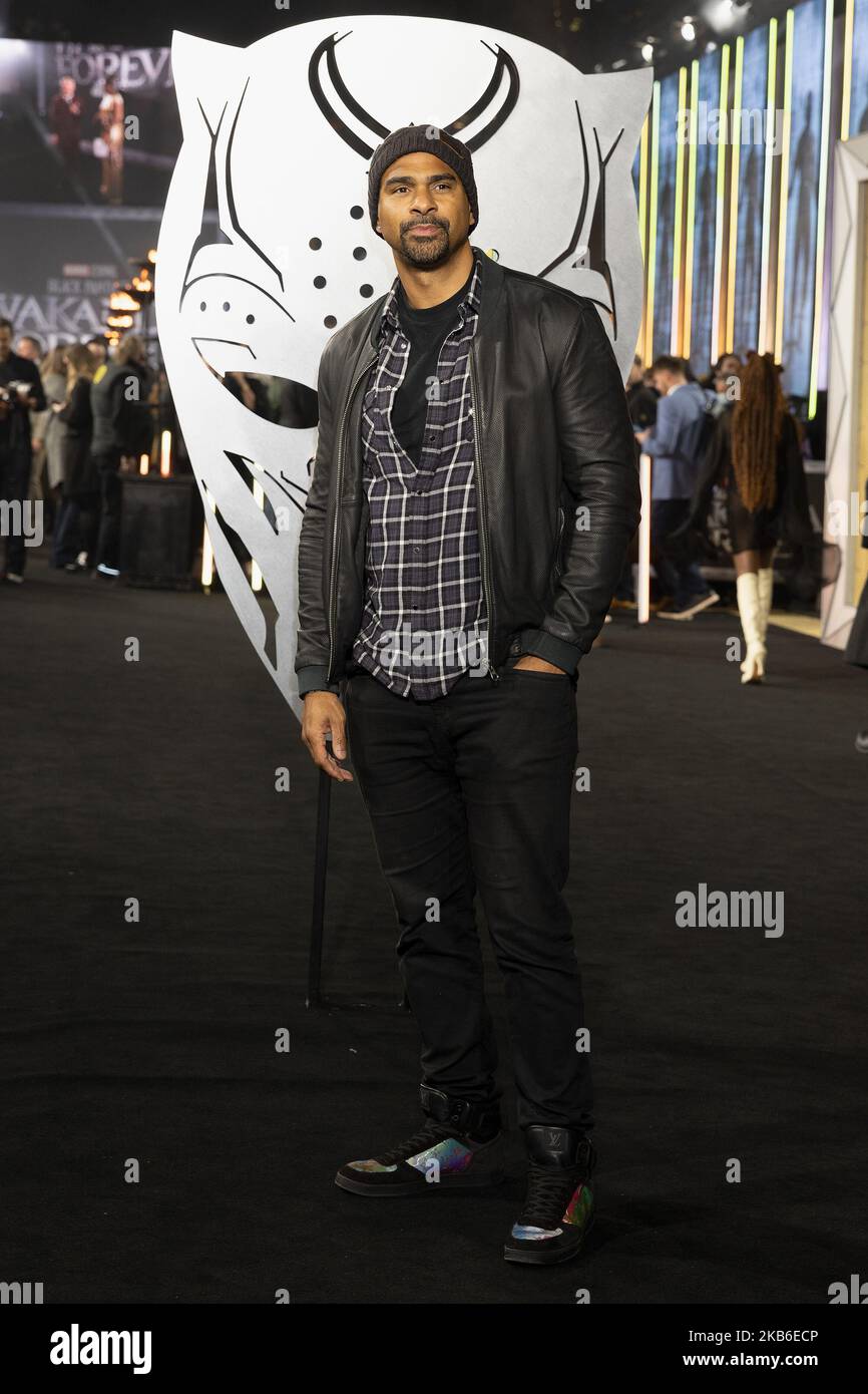 David Haye attending the European premiere of Black Panther: Wakanda ...
