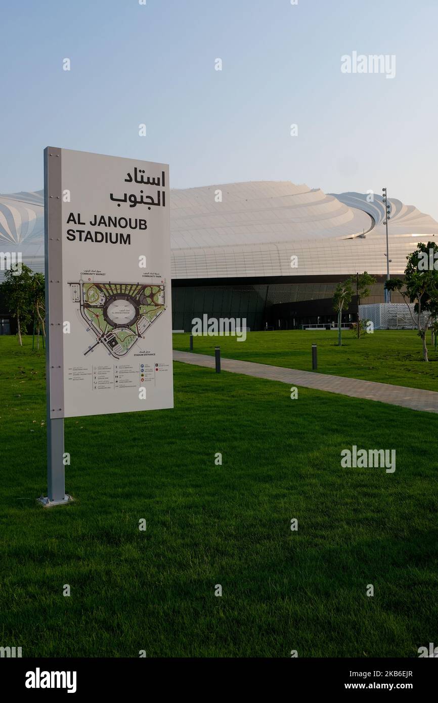 The exterior of the newly opened Al Janoub Stadium before Al Sadd v Umm ...