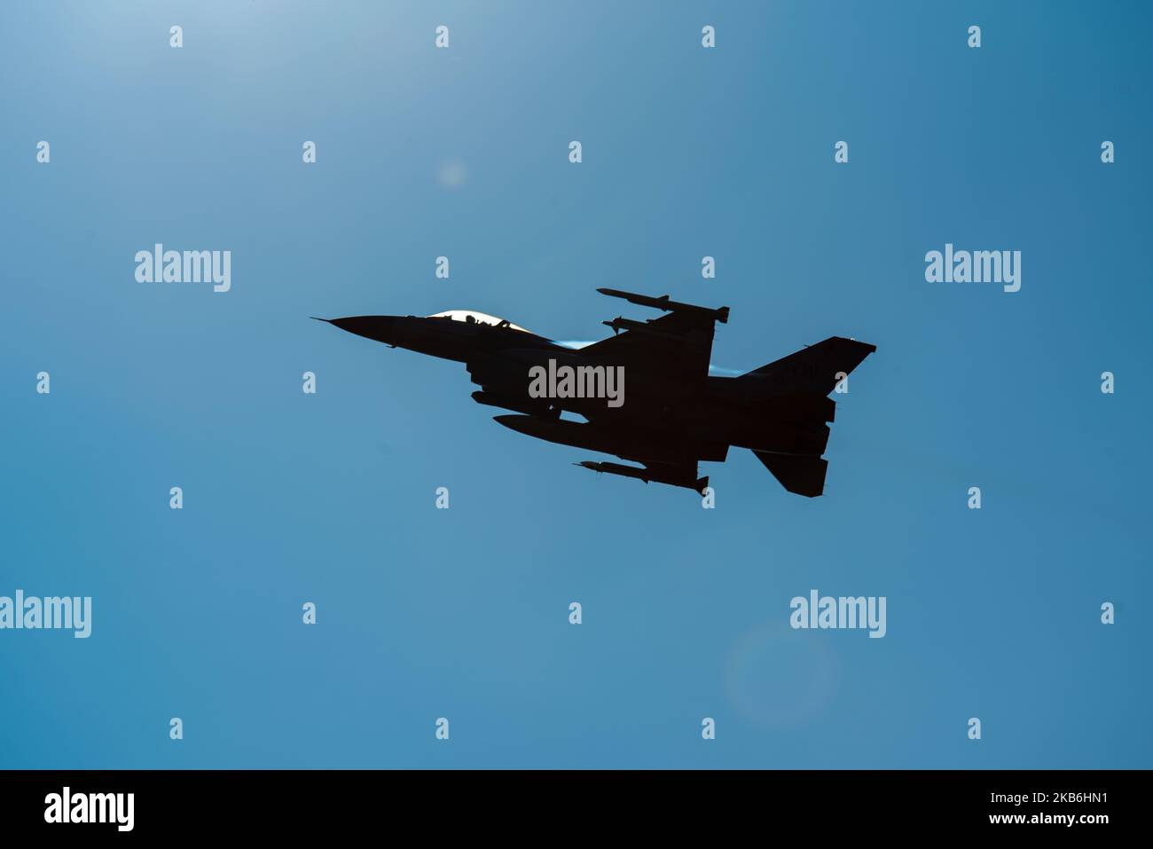 A U.S. Air Force 13th Fighter Squadron pilot flies an F-16 Fighting ...