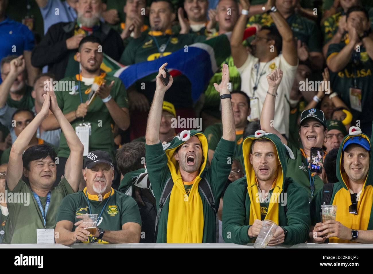 A South Africa fans looks on during the 2019 Rugby World Cup Pool B ...