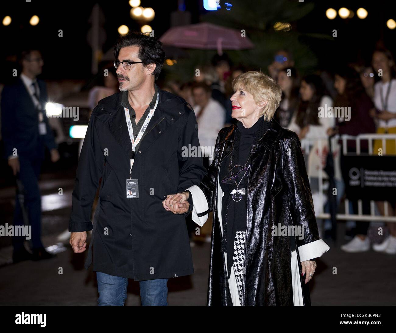 Spanish actress Concha Velasco arrives at the hotel Maria Cristina to ...