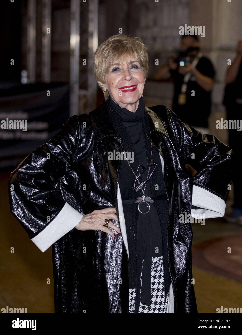 Spanish actress Concha Velasco arrives at the hotel Maria Cristina to ...