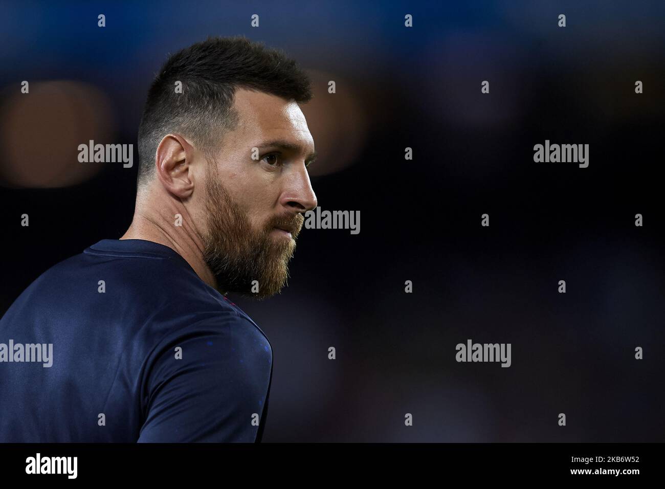 Lionel Messi of Barcelona during the warm-up before the Liga match ...