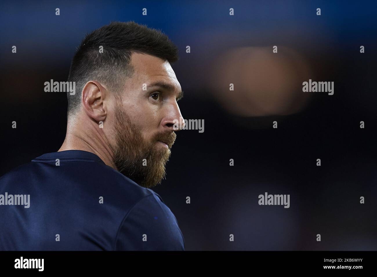 Lionel Messi of Barcelona during the warm-up before the Liga match ...