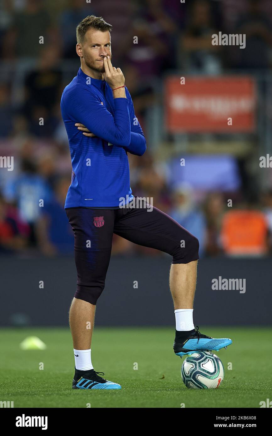 Neto of Barcelona during the warm-up before the Liga match between FC ...