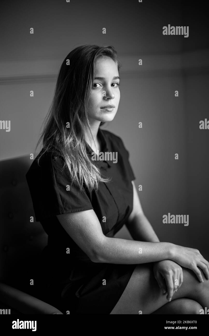 (EDITOR’S NOTE: Image was converted to black and white) Alba Baptista poses during 67th San ...