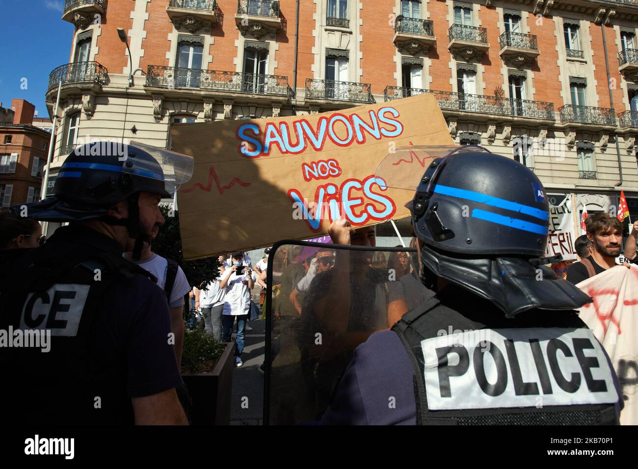 Protesters were blocked by riot police as they wanted to go to the ...