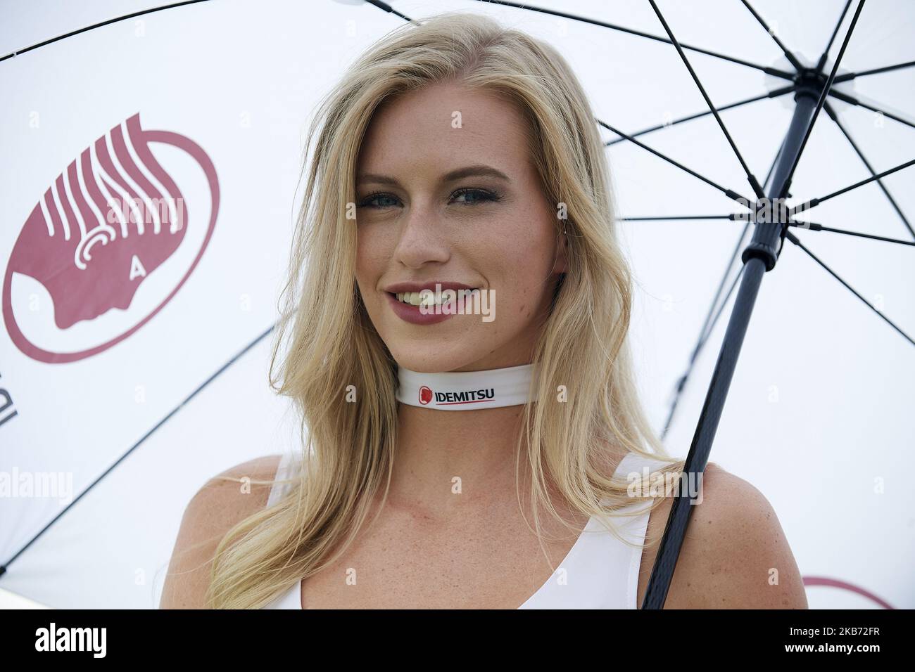 Grid girl prior of the Gran Premio Michellin de Aragon of world ...