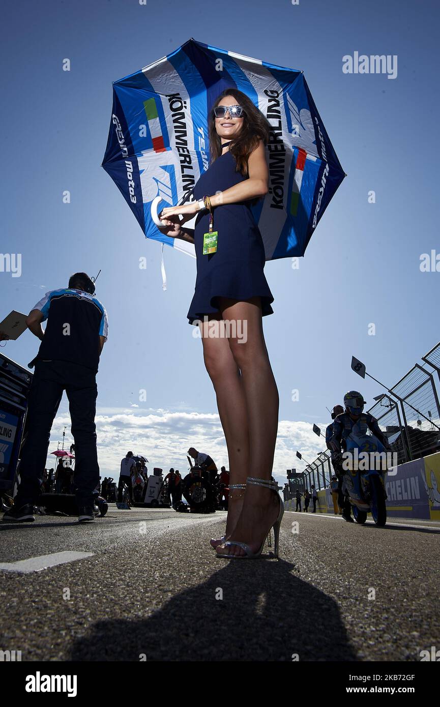 Grid girl prior of the Gran Premio Michellin de Aragon of world ...