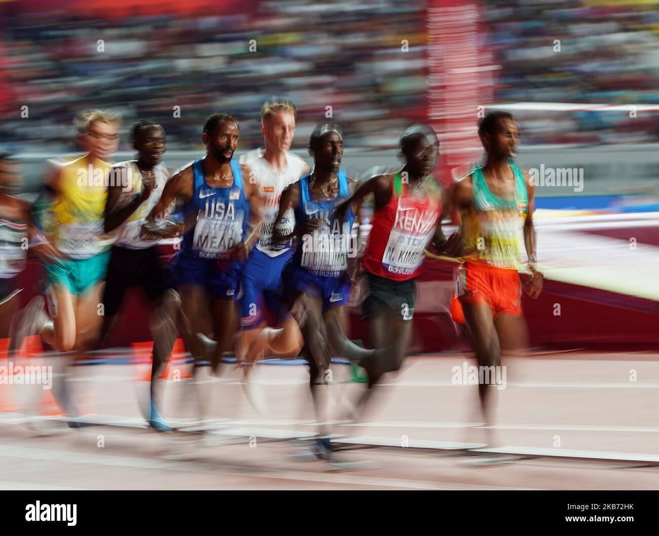 Hassan Mead of United States competing in the 5000 meter for men during ...