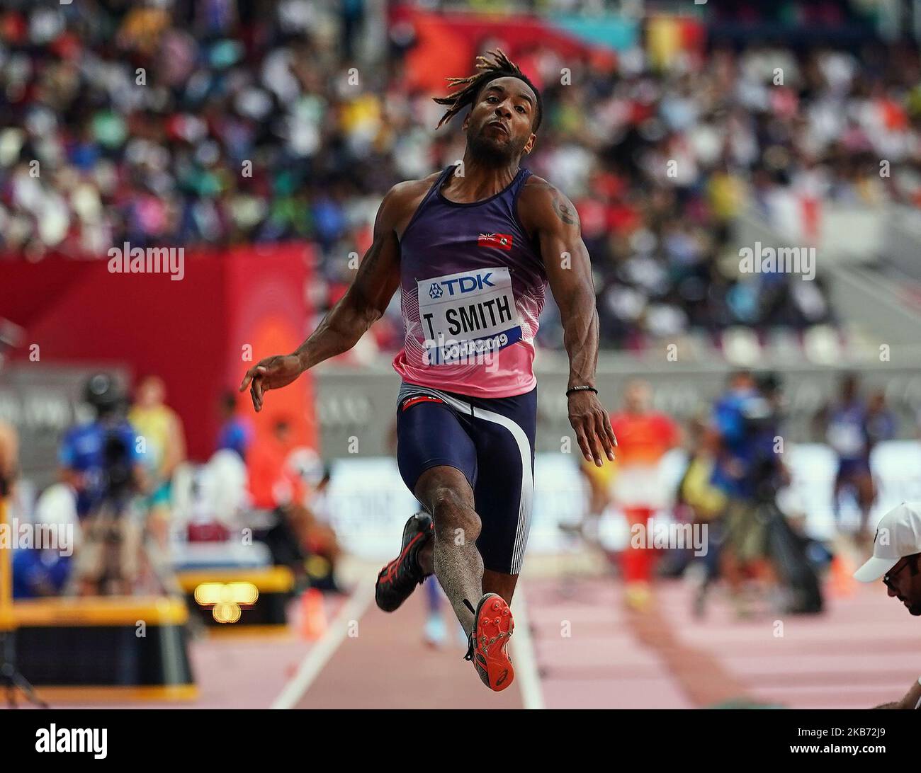 Tyrone Smith of Bermuda competing in long jump for men during the 17th ...