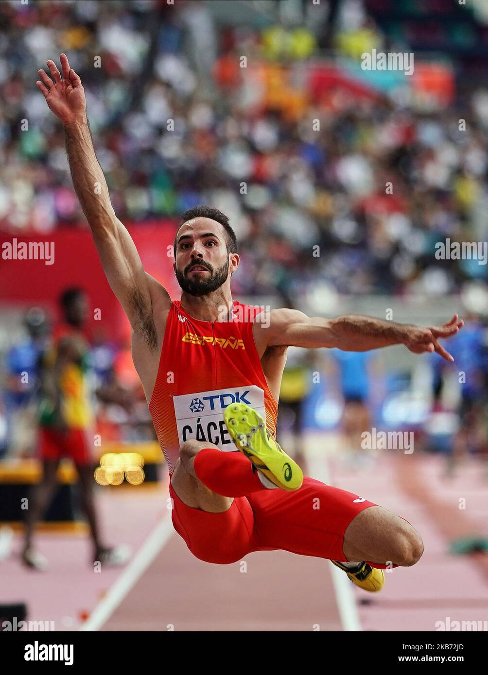 Eusebio Cáceres of Spain competing in long jump for men during the 17th ...