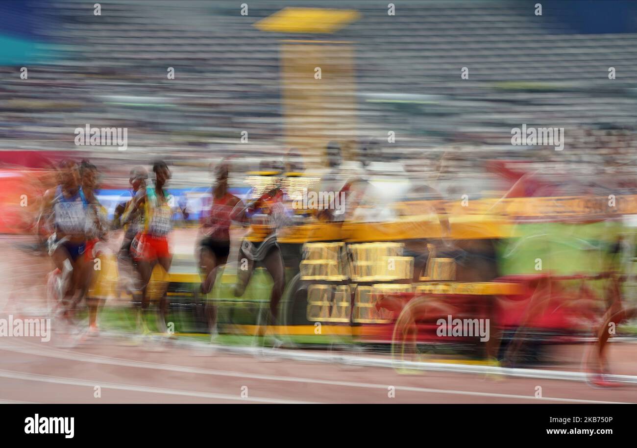 Agnes Jebet Tirop of Kenya and Stella Chesang of Uganda competing in ...