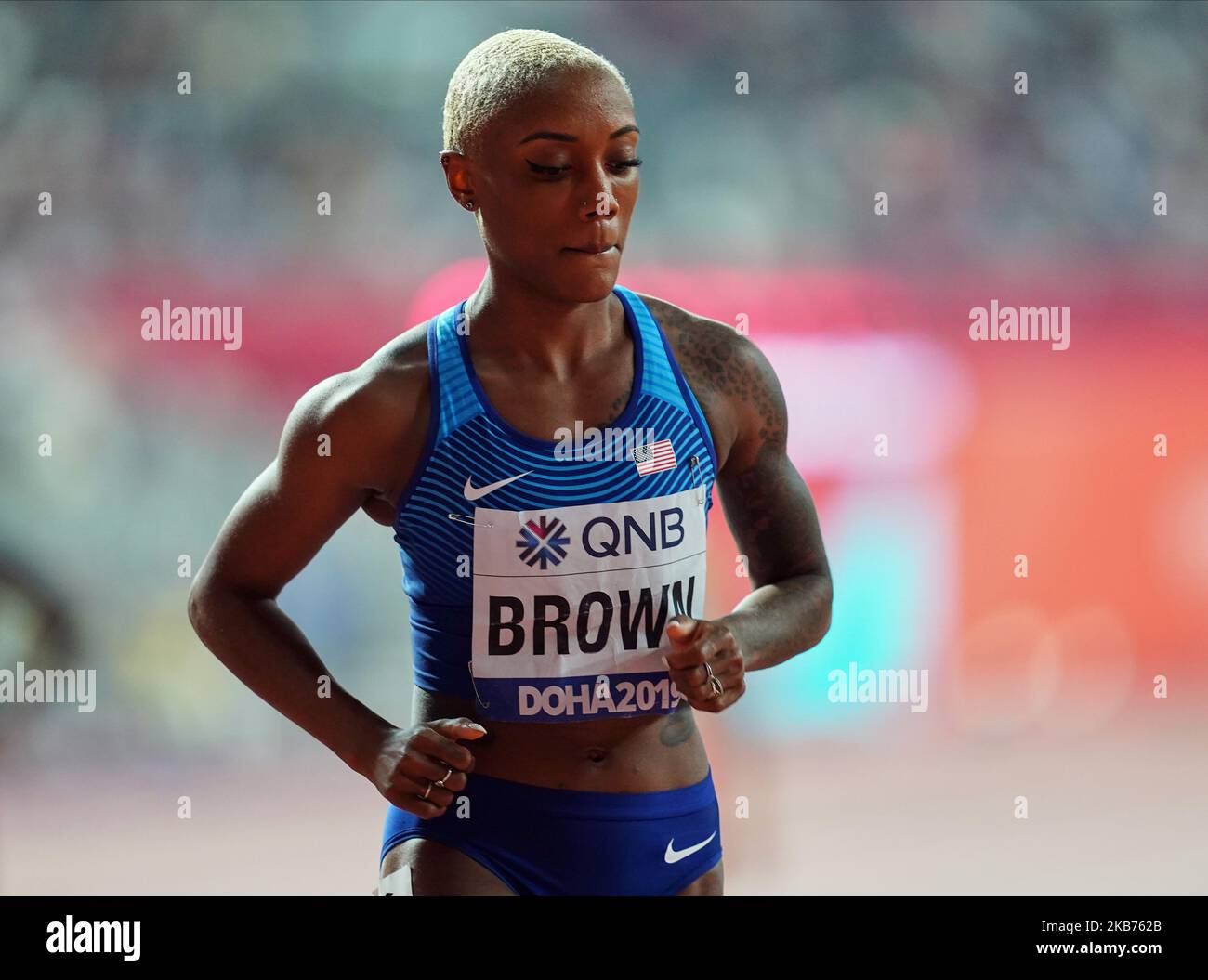 Ce'aira Brown of United States competing in the 800 meter for women ...