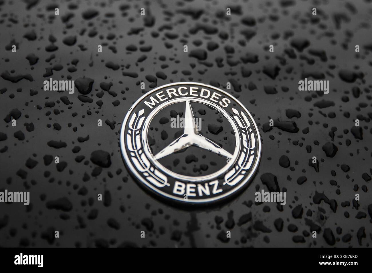 Mercedes-Benz logo is seen on a car in Berlin, Germany on 25 September ...