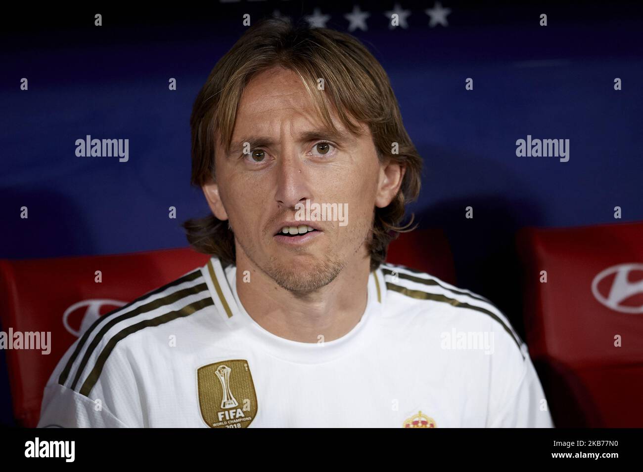 Luka Modric of Real Madrid sitting on the bench during the Liga match ...