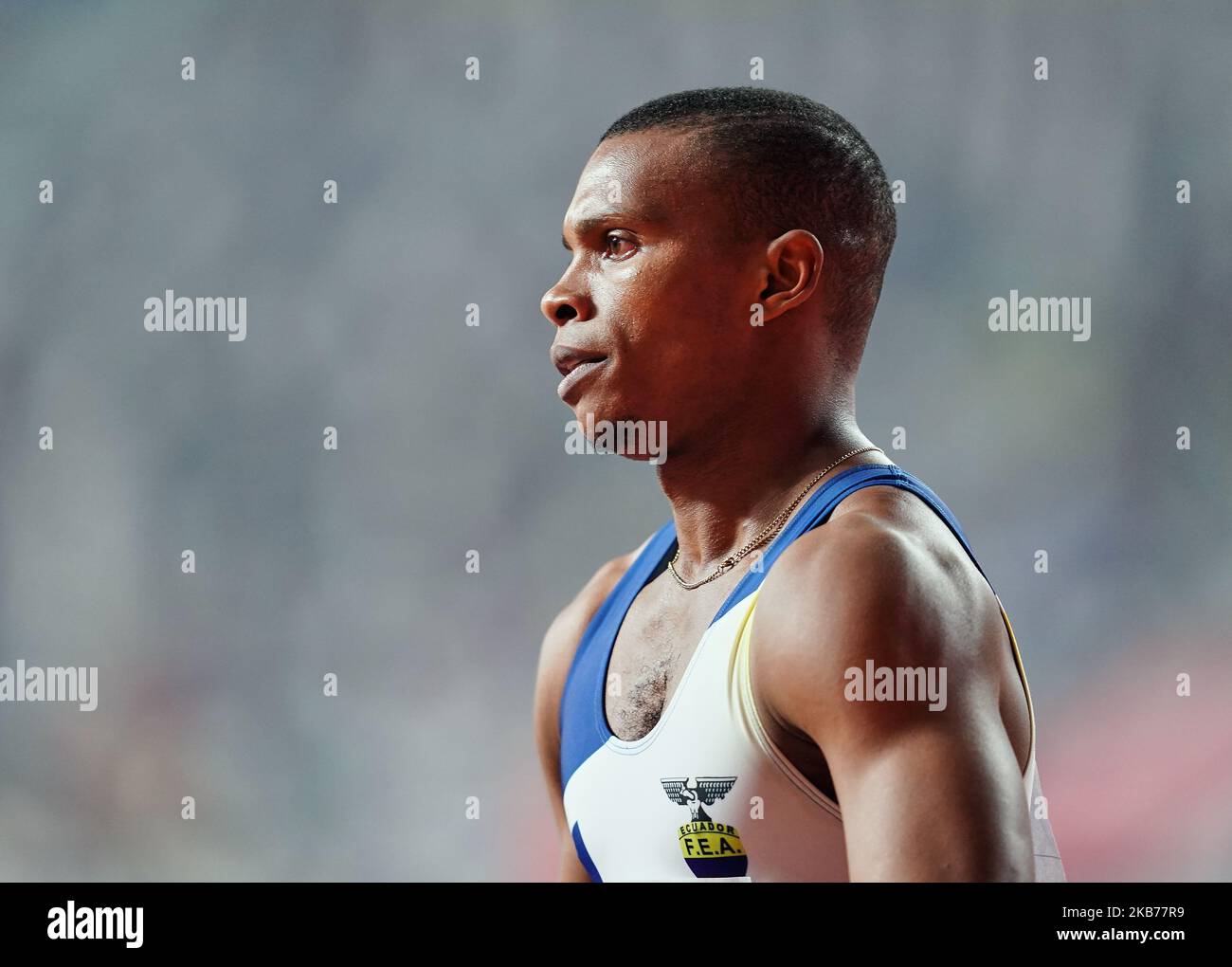Alex Quiñónez of Ecuador competing in the 200 meter for men during the ...