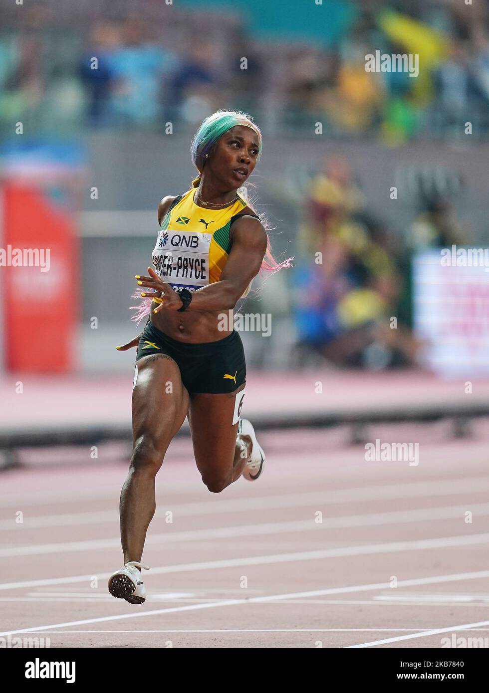 Shelly-Ann Fraser-Pryce of Jamaica winning the 100 meter for women ...