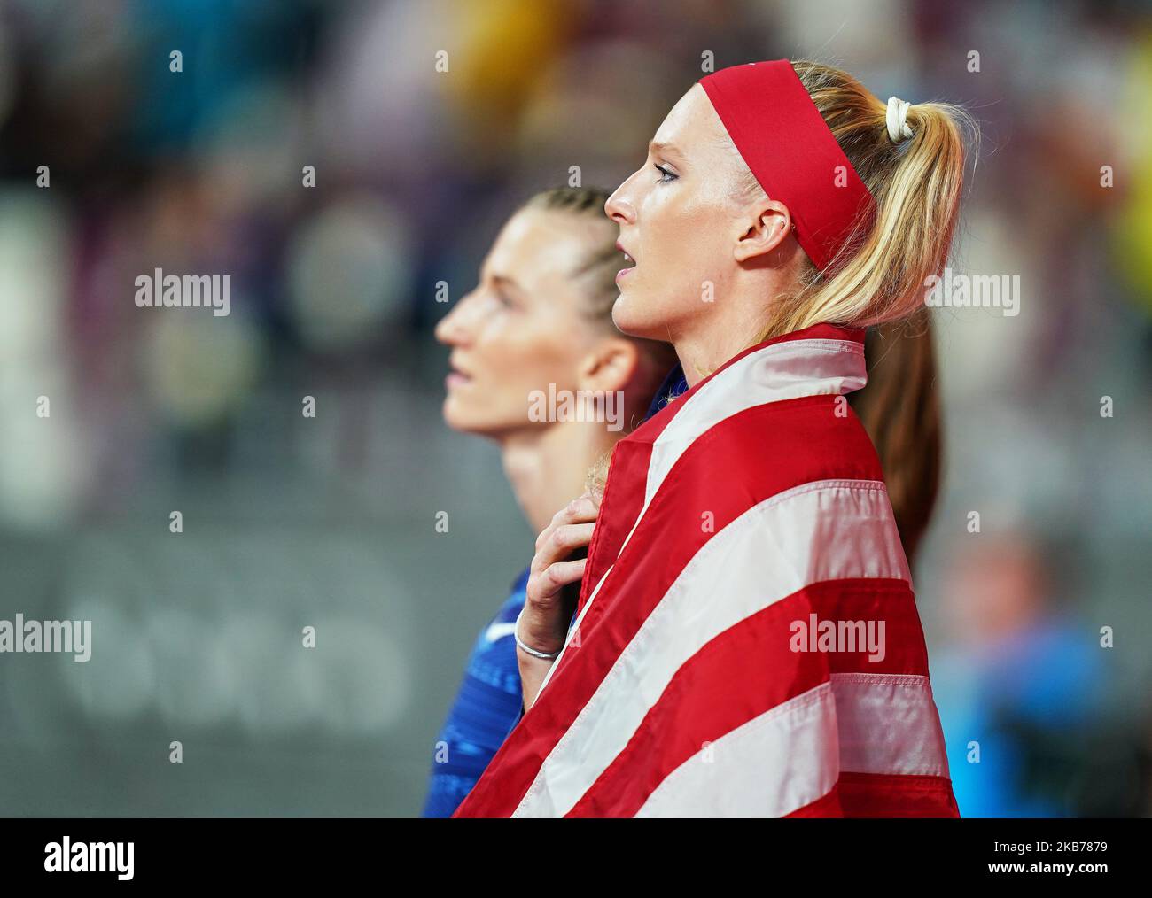 Sandi Morris of United States competing in pole vault for women during ...