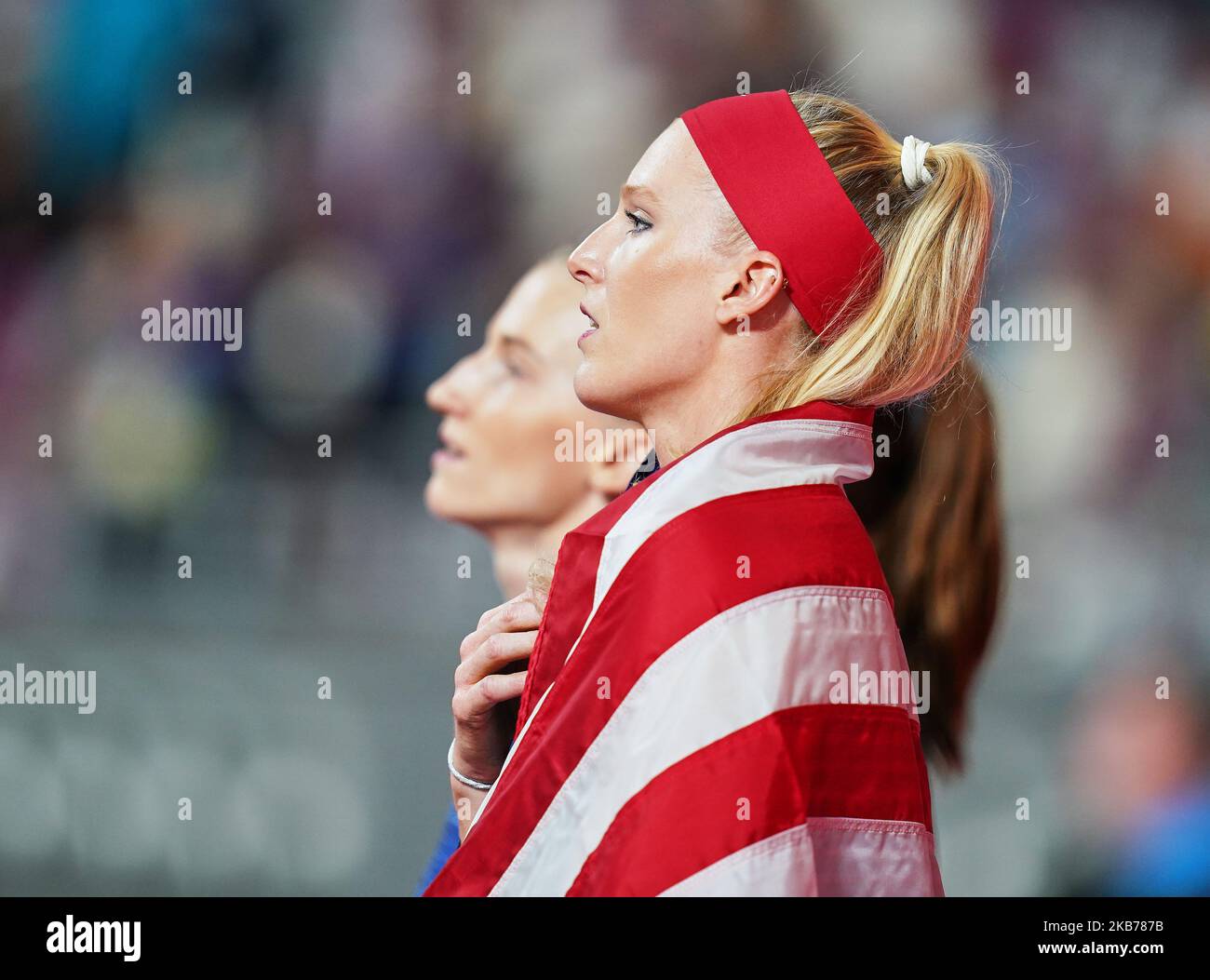 Sandi Morris of United States competing in pole vault for women during ...