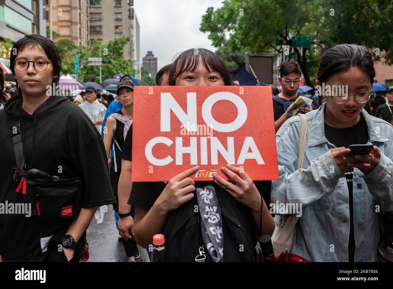 "No China" Placards during a protest on September 29, 2019, in support ...