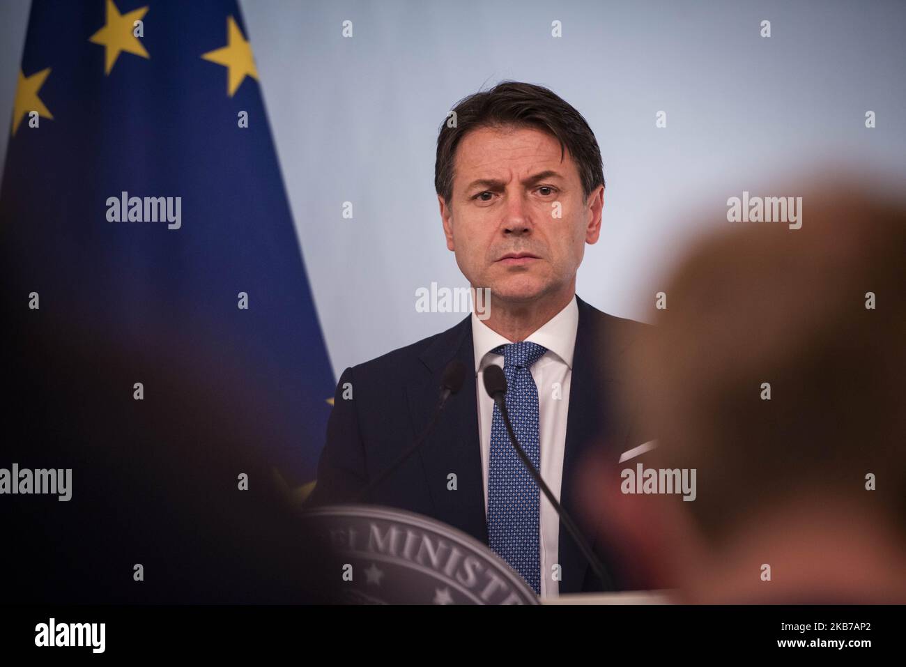 Italian Prime Minister Giuseppe Conte holds a press conference to ...