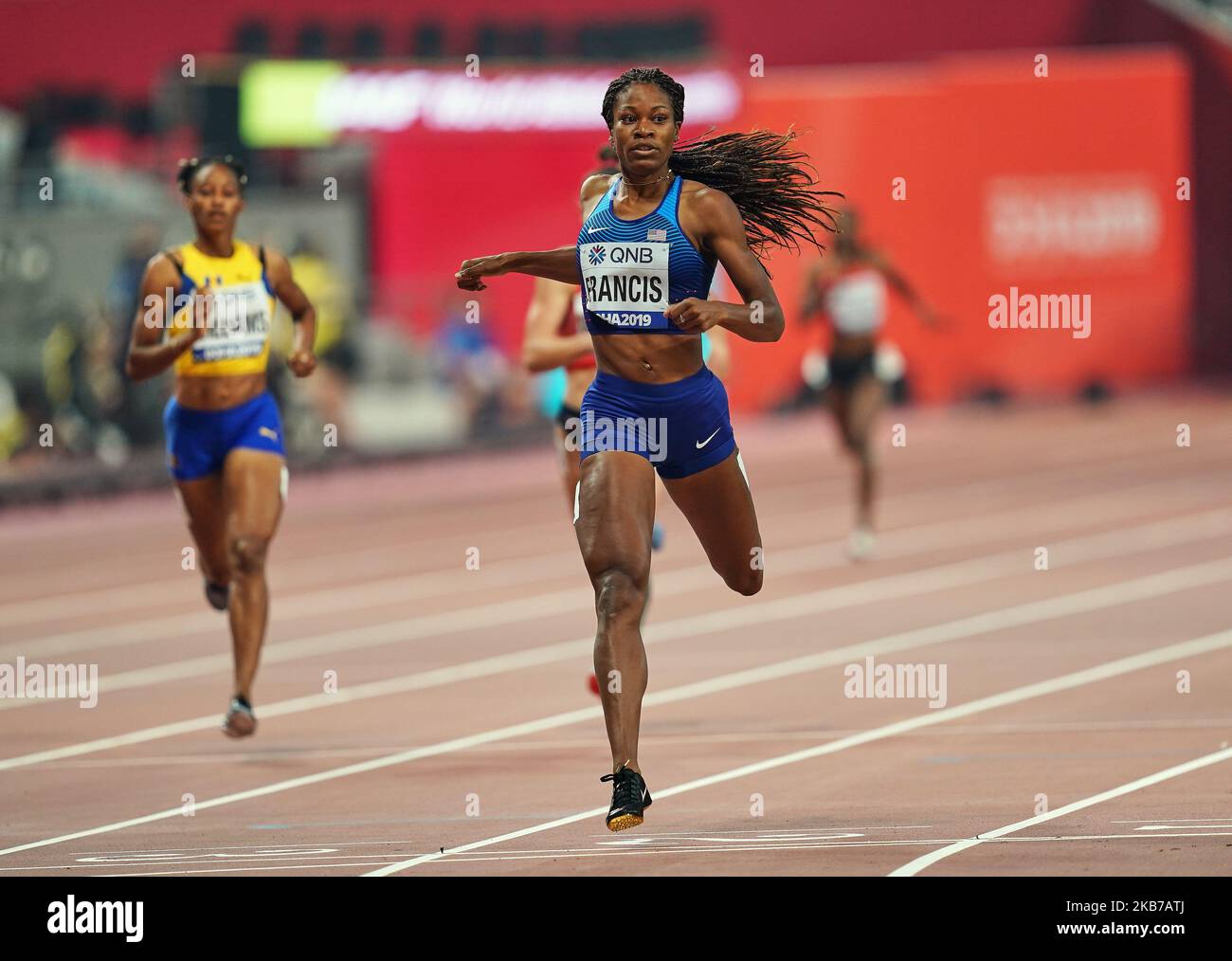 Phyllis Francis of United States competing in the 400 meter for women ...