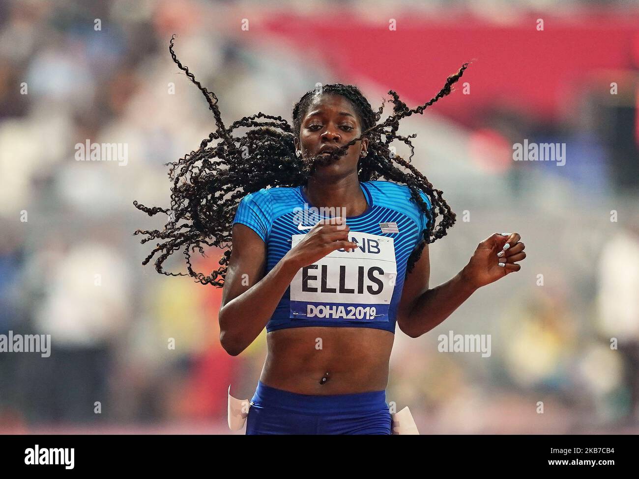 Kendall Ellis of United States competing in the 200 meter for women ...