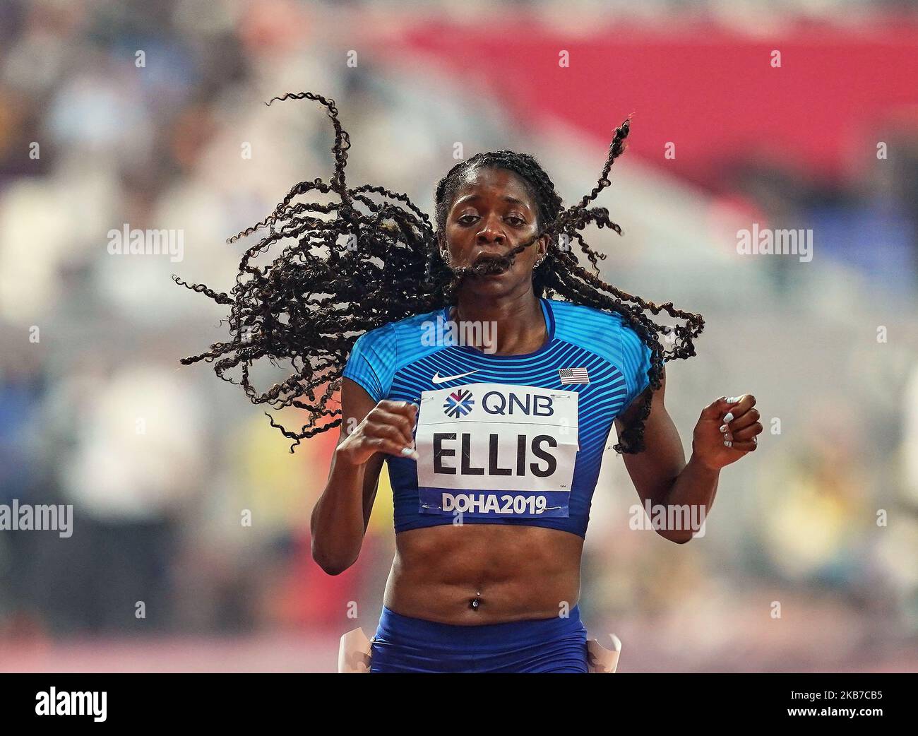 Kendall Ellis of United States competing in the 200 meter for women ...
