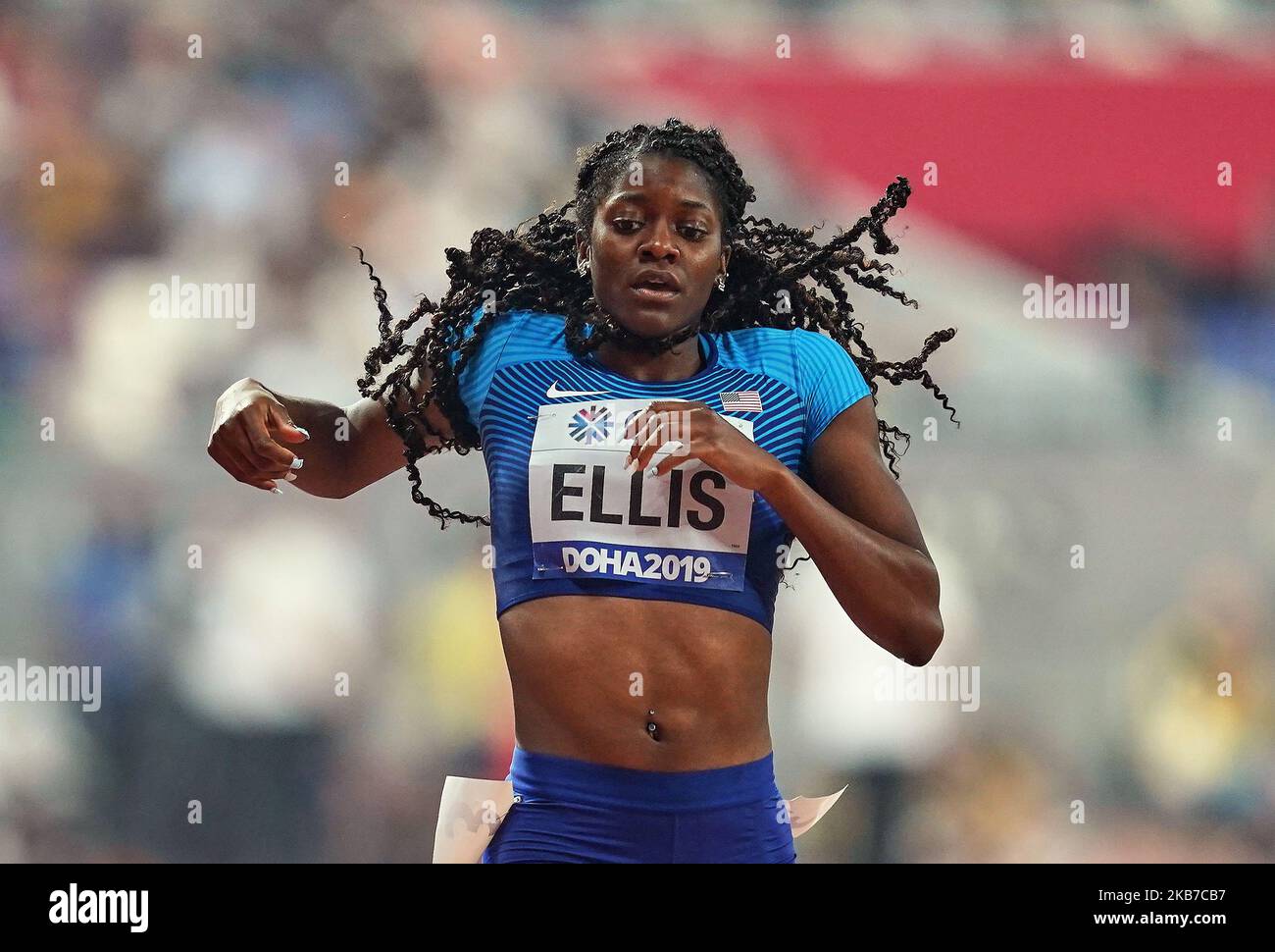 Kendall Ellis of United States competing in the 200 meter for women ...