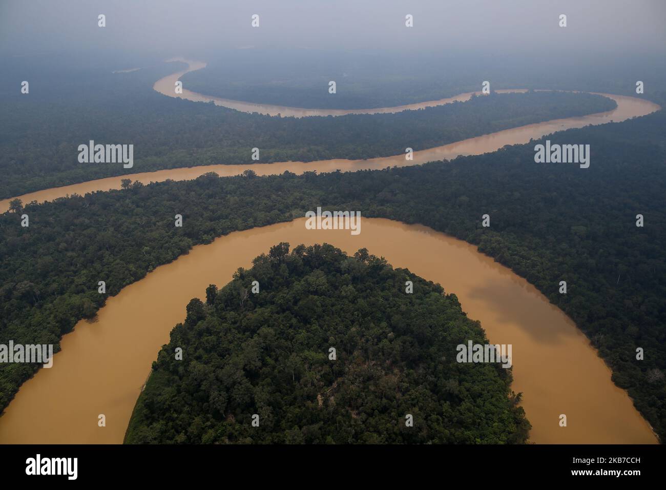 Kahayan River is pictured as smog covers the area due to the forest ...