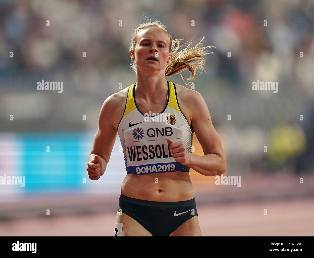 Jessica-Bianca Wessolly of Germany competing in the 200 meter for women ...