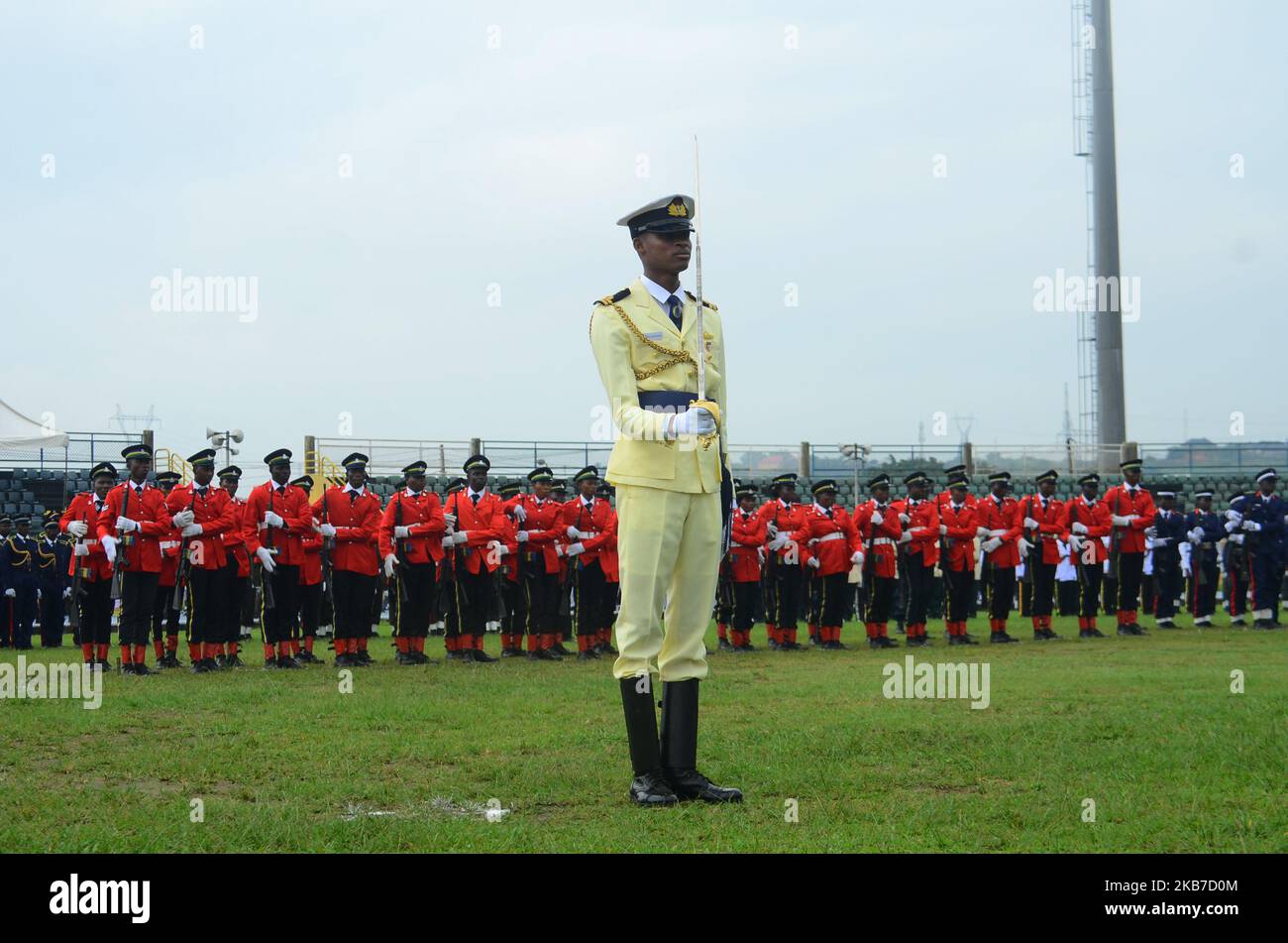 A detachment of brigade of guards performs during a ceremony to mark ...
