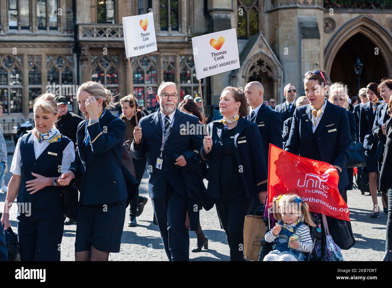 Thomas Cook workers take part in a protest march through central London ...
