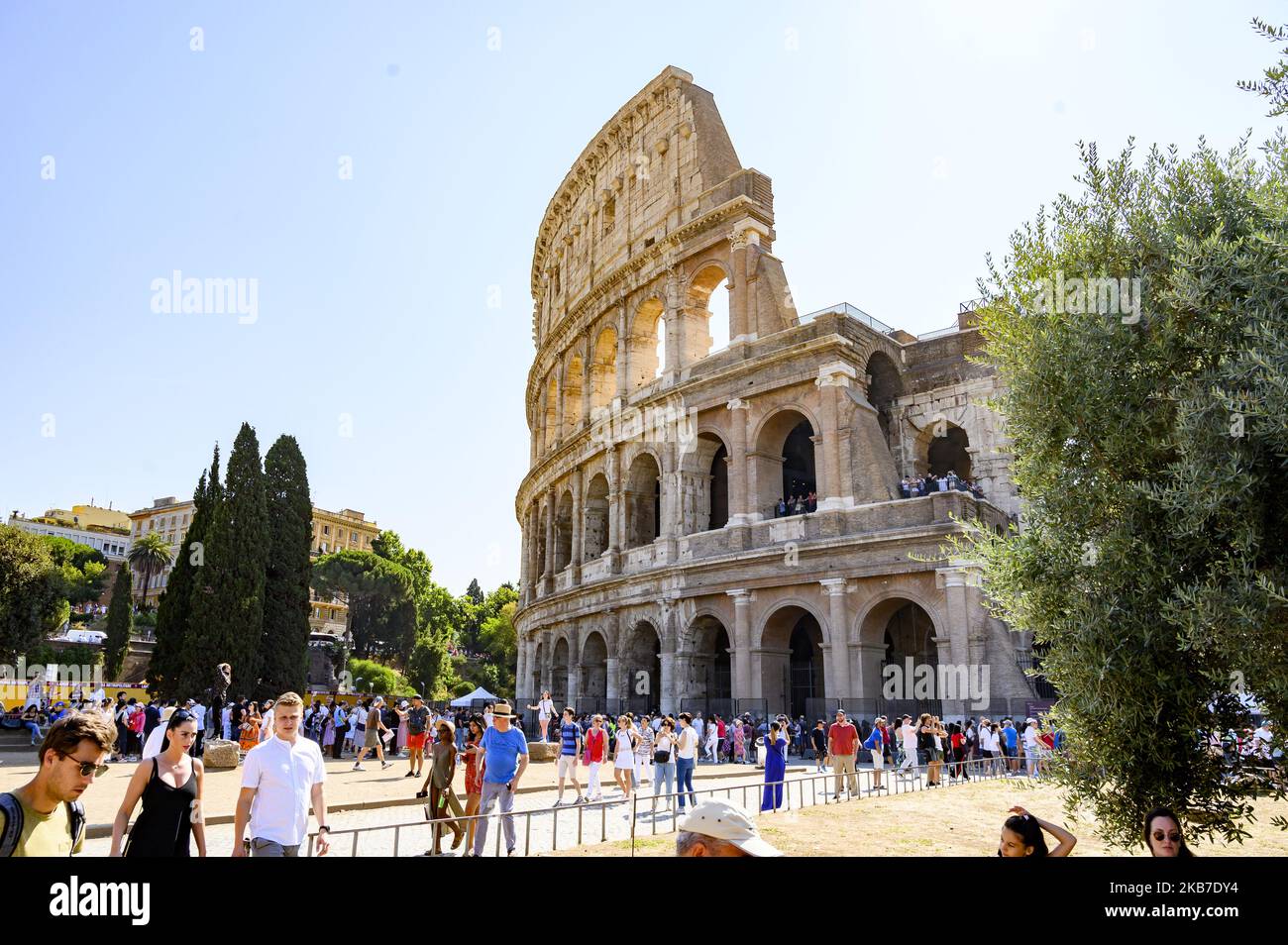 The Roman Colosseum, or Coliseum, is seen in Rome, Italy on July 18 ...