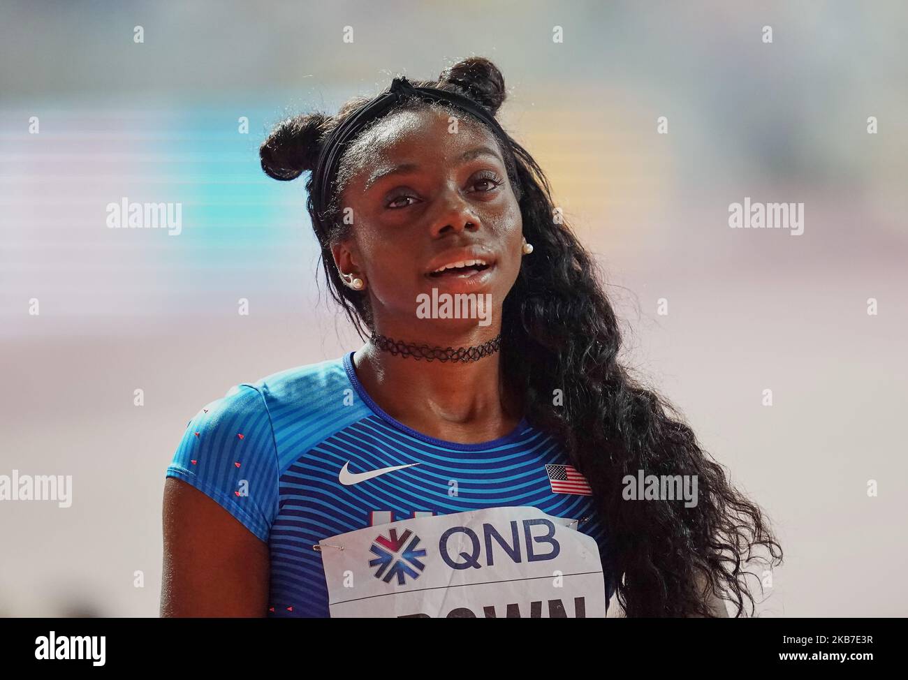 Brittany Brown of United States winning a silver medal in the 200 meter ...