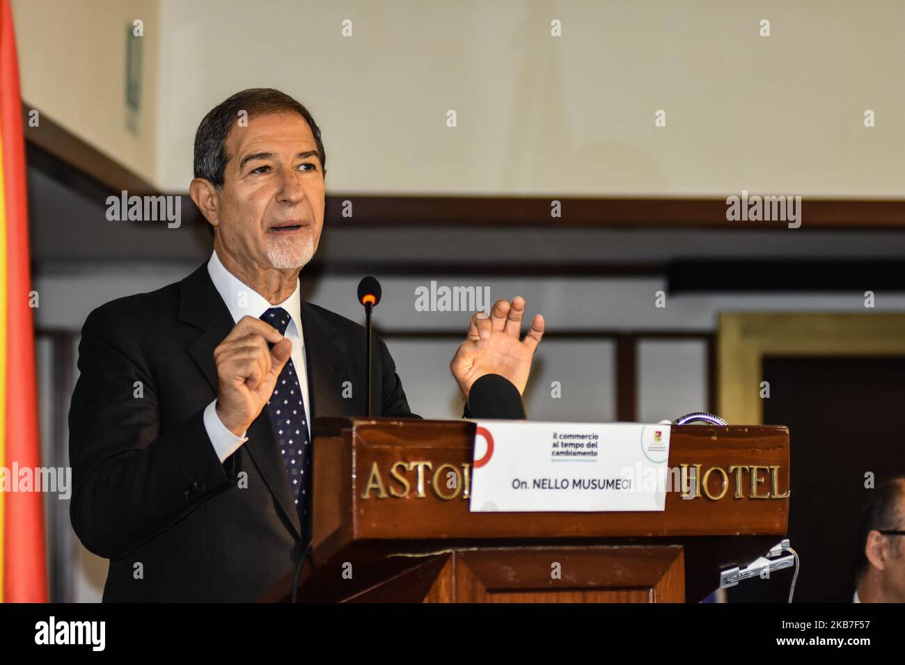 On 03 October 2019, the Governor of Sicily Nello Musumeci opens the ...