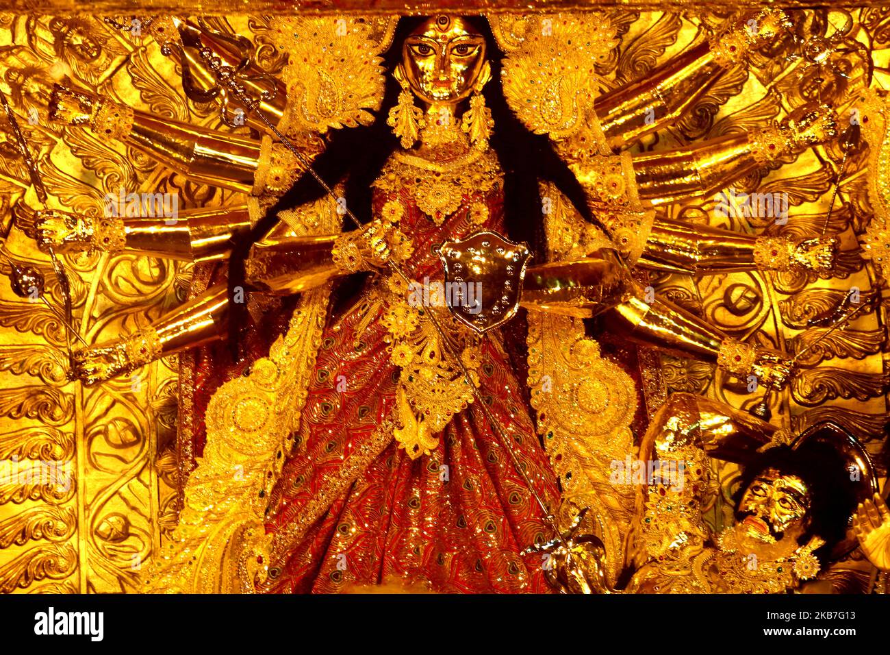 52 KG Gold Use Hindu goddess Durga Idol at the Sontosh Mitra Square ...