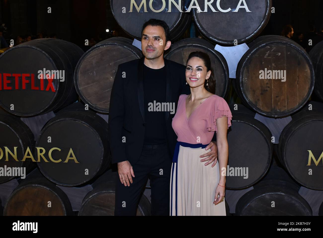 Fernando Rovzar, Barbara Mori poses for photos during a red carpet of ...