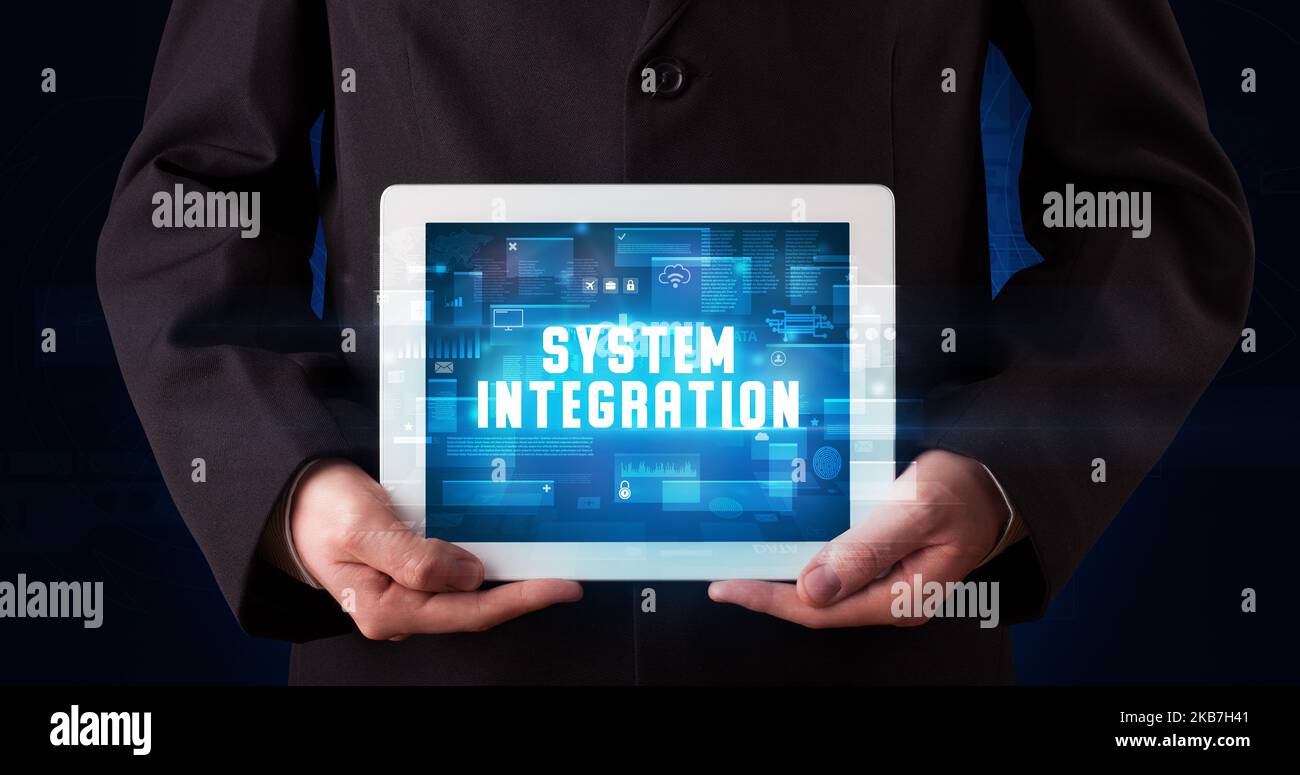 Person holding tablet, security concept Stock Photo - Alamy